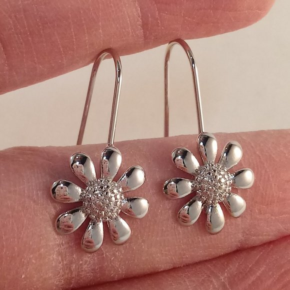 Jewelry | 925 Sterling Silver Sunflower Drop Earrings S925 Stamp ...
